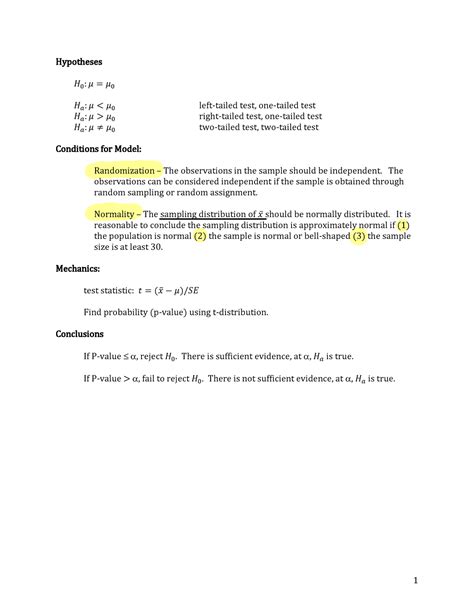 hypothesis testing one mean hypotheses 𝐻 0 𝜇 𝜇 0 𝐻𝑎 𝜇