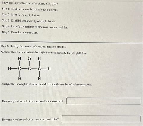 Solved Draw the Lewis structure of acetone, (CH3)2CO.Step 1: | Chegg.com