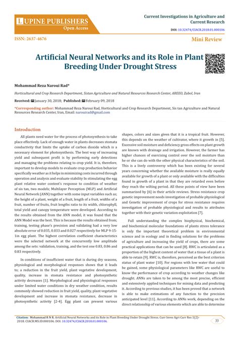 Pdf Artificial Neural Networks And Its Role In Plant Breeding Under Drought Stress