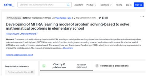 Developing Of Mitra Learning Model Of Problem Solving Based To Solve