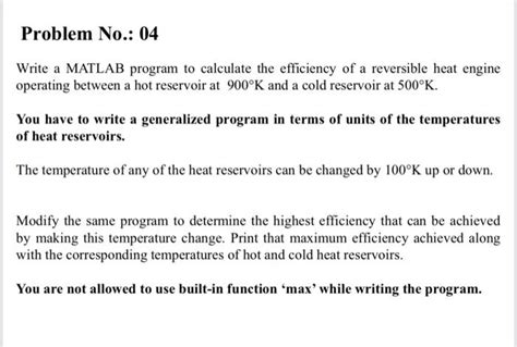 Solved Problem No Write A MATLAB Program To Calculate Chegg Com