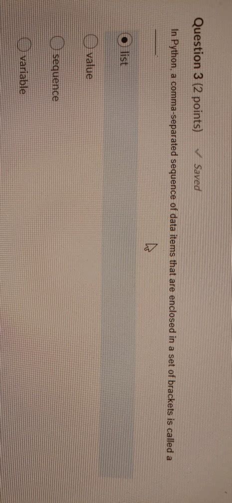 Solved Question 3 2 Points Saved In Python A