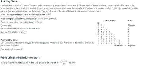 Solved Stacking Game You Begin With A Stack Of N Boxes Then Chegg