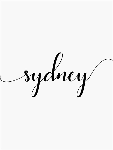 Sydney Custom Name On Delicate Black Cursive Font Sticker For Sale By Tothelua Redbubble