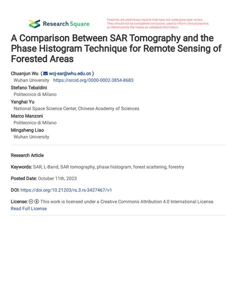 Pdf A Comparison Between Sar Tomography And The Phase Histogram Technique For Remote Sensing