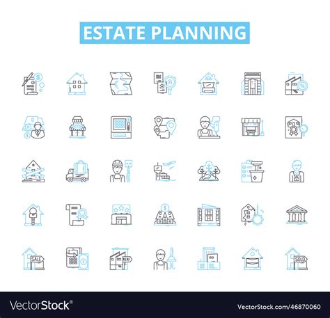 Estate Planning Linear Icons Set Inheritance Vector Image