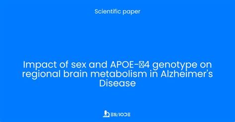 Esiode On Linkedin Scientific Research Impact Of Sex And Apoe ε4