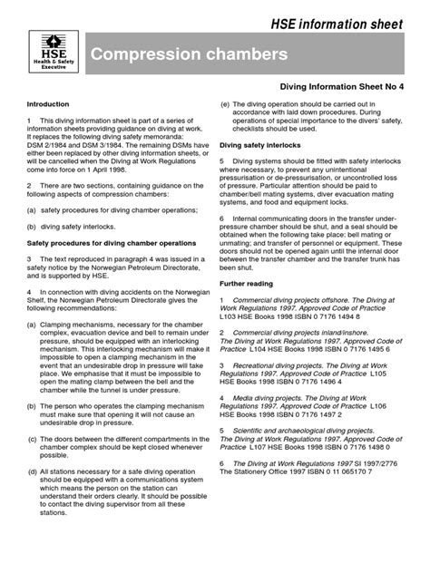 Dive Compression Chambers Pdf Underwater Diving Underwater Work