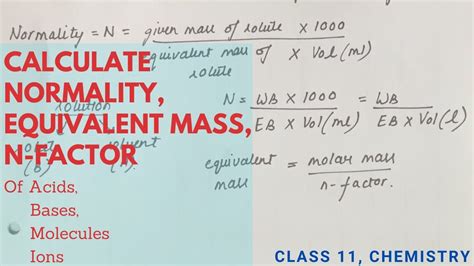 Calculate Normality Equivalent Mass N Factor Some Basic Concepts