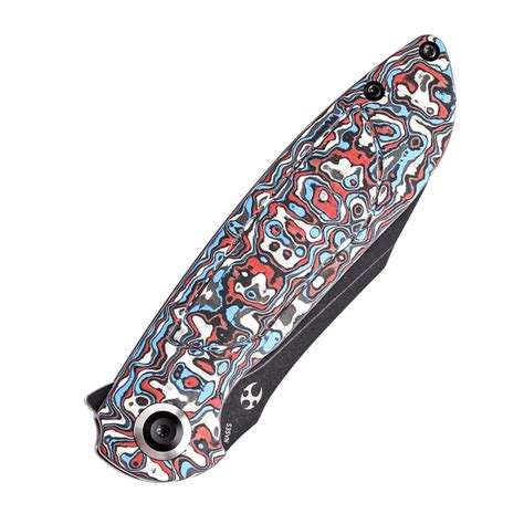 Kansept Prometheus Folding Knife White Blue Red Nebula Carbon Fiber Ha