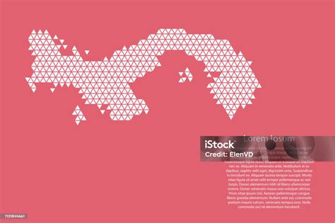 파나마 지도 배너 포스터 인사말 카드에 대 한 노드와 핑크 산호 색상 배경에 기하학적 패턴을 반복 흰색 삼각형에서 추상적 인 회로도 벡터 일러스트입니다 3차원 형태에 대한