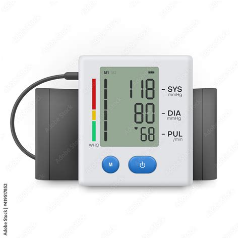 Sphygmomanometer Electronic Device Realistic Icon Medical Diagnostic Monitor Gauge Or Sensor