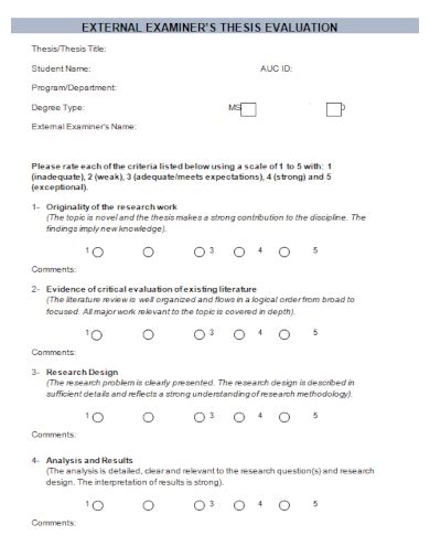 Free 10 Thesis Evaluation Samples Master Defense Project