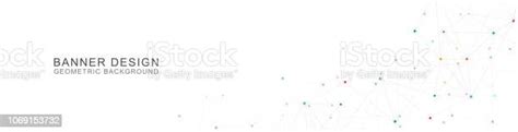 연결된 점 들과 라인의 기하학적 추상 배경와 웹사이트 헤더 또는 배너 디자인 총 배경 및 텍스트 위한 공간 벡터 일러스트 0명에 대한 스톡 벡터 아트 및 기타 이미지