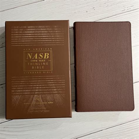 Personalized Nasb Thinline Bible Brown Genuine Buffalo Leather
