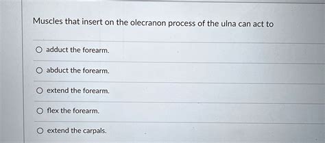 Muscles That Insert On The Olecranon Process Of The Ulna Can Act To Adduct The Forearm Abduct