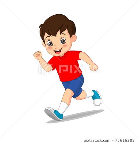 Cartoon funny little boy running - Stock Illustration [75616285] - PIXTA