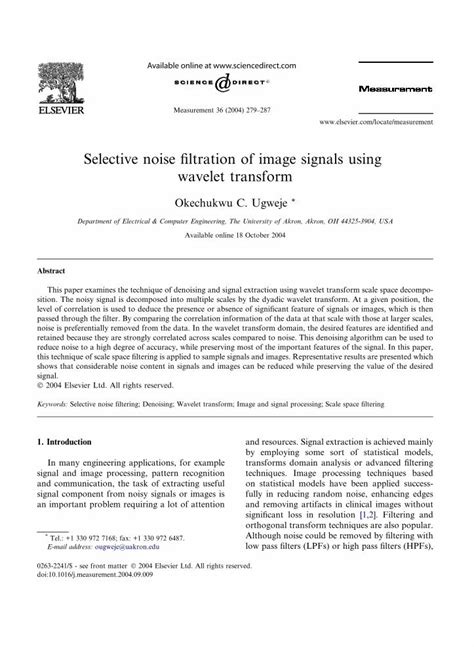 Pdf Selective Noise Filtration Of Image Signals Using Wavelet
