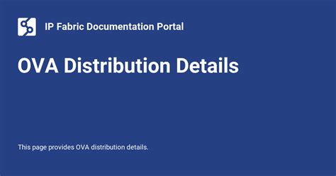 OVA Distribution Details IP Fabric Documentation Portal