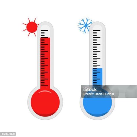 날씨 온도계 열과 추위가 있습니다 빨간색과 파란색 눈금 공기 온도의 측정 과학에 대한 스톡 벡터 아트 및 기타 이미지 과학 규모 벡터 Istock