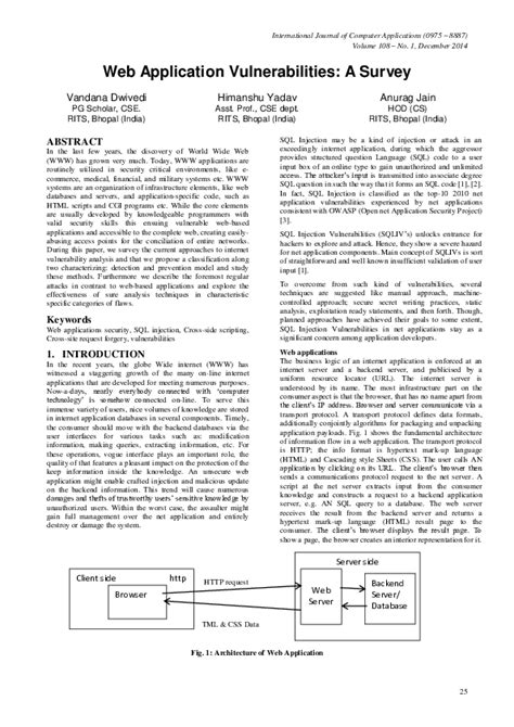 Pdf Web Application Vulnerabilities A Survey Himanshu Yadav