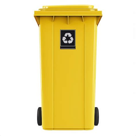 Premium Photo Yellow Recycling Bin On A White Background 3d Rendering