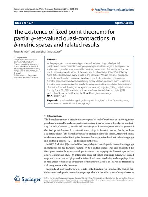 pdf the existence of fixed point theorems for partial q set valued