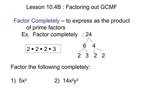 greatest common monomial factor factoring ppt