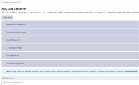 XML Quiz Coverter UR Courses Guides
