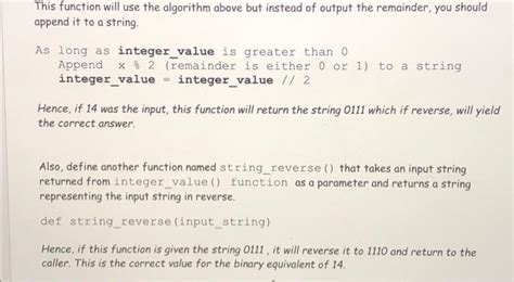 Solved String Of 1 S And 0 S Representing The Integer In