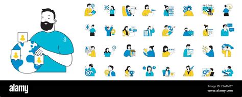 Teamwork Concept With Character Situations Mega Set In Flat Web Design Bundle Of Scenes People