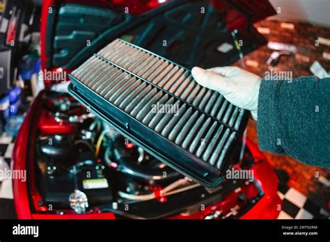 Changing A Dirty Engine Air Filter Stock Photo Alamy