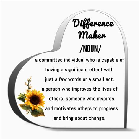 Difference Maker Definition Unique Acrylic Heart Shaped Plaque Desk