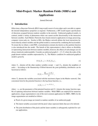 Tutorial On Markov Random Fields MRFs For Computer Vision Applications PDF
