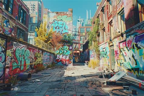 premium photo a colorful array of street art in a city octane re