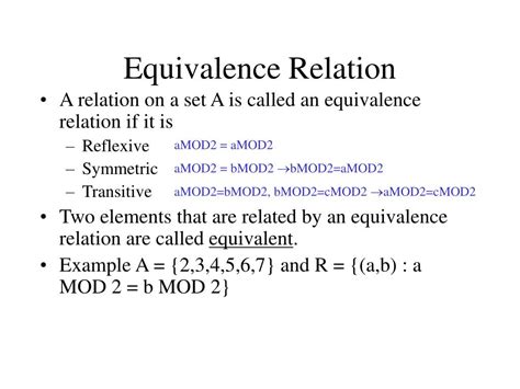 PPT Equivalence Relations PowerPoint Presentation Free Download ID