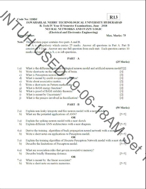 JNTUH B Tech Neural Networks And Fuzzy Logic June Question Paper University Question Papers
