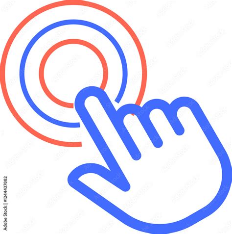 Stylized Hand Cursor Touching A Digital Button Creating A Ripple Effect And Symbolizing User