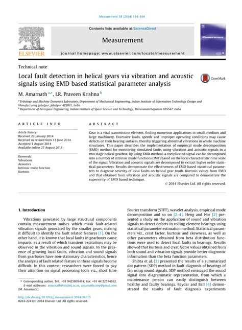 Pdf Local Fault Detection In Helical Gears Via Vibration And Acoustic