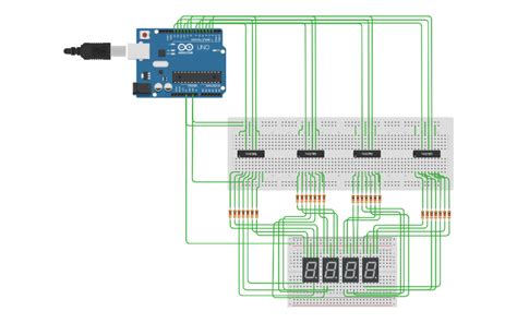 Circuit Design Using Ic 74hc595 To Display 4 Digit 7 Segment Leds Tinkercad