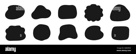 Organic Shape Round Form Set Liquid Organic Blob Curve Background Abstract Shape Frame Doodle