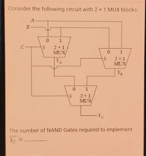 consider the following circuit with 2 x 1 mux blocks circuit diagram