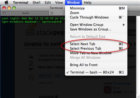 Macos How Can I Change The Keyboard Shortcut For Switching Tabs In Mac Terminal Super User