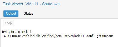 修復 Proxmox PVE cant lock file var lock qemu server lock xxx conf got timeout 黑手的挨踢工作紀錄