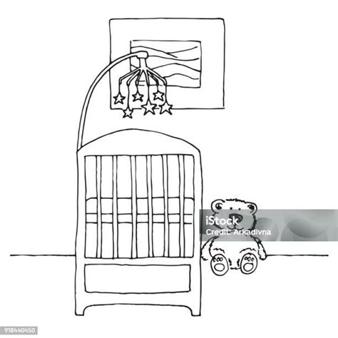 신생아를 위한 공간을 스케치 합니다 벡터 일러스트 레이 션 아기 침대에 대한 스톡 벡터 아트 및 기타 이미지 아기 침대 스케치 침대 Istock