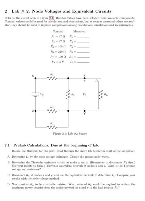 solved 2 lab 2 node voltages and equivalent circuits