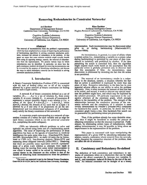 Pdf Removing Redundancies In Constraint Networks