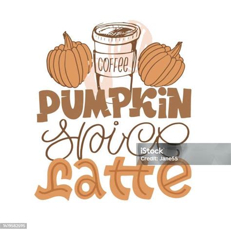 가을 가을에 대한 귀여운 손으로 그린 낙서 레터링 엽서 호박 향신료 라떼 10월에 대한 스톡 벡터 아트 및 기타 이미지 10월 11월 9월 Istock