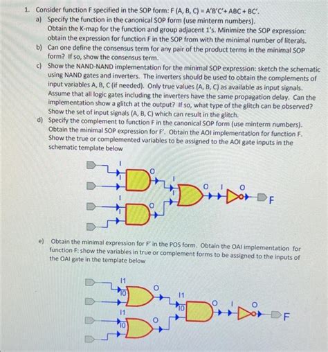 Solved 1 Consider Function F Specified In The Sop Form