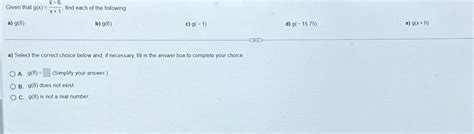 solved given that g x x 6 x 1 find each of the